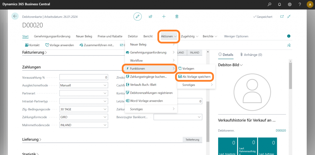 Debitorenvorlagen in Business Central: Effiziente Nutzung
